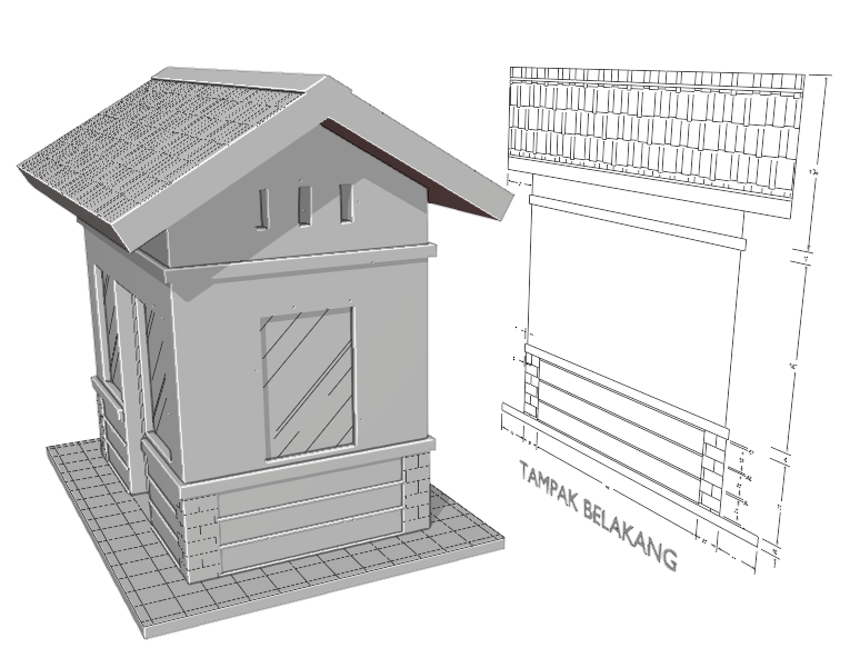 Tutorial AutoCAD “2D dan 3D Pos Jaga” – Bagian 3 (Tampak Belakang ...