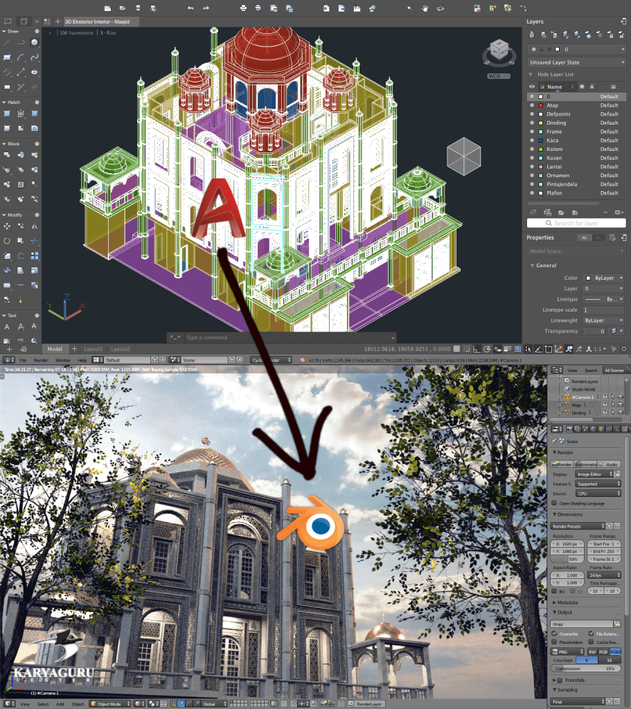 Tutorial Step by Step Import AutoCAD 3D Model to Blender – KARYAGURU CENTER