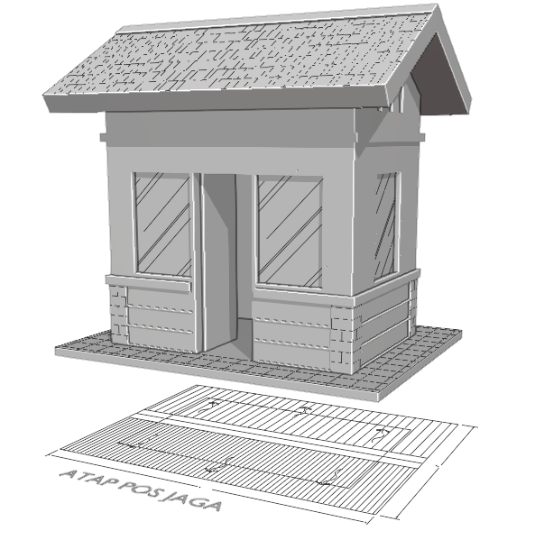 Free Ebook AutoCAD Gambar Pos Jaga – Bagian 2 (Atap) – KARYAGURU CENTER
